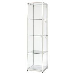 Säulenvitrine, Höhe 2000 mm, 1 Drehflügeltür, BxT 400 x 400 mm, silber eloxiert kaiserkraft