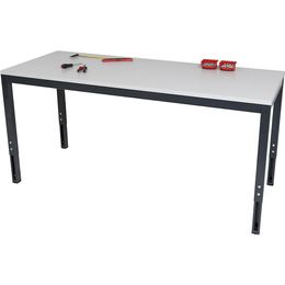 eurokraft basic Höhenverstellbarer Arbeitstisch, Vierkantrohr 45 x 45 mm, Melaminplatte, BxT 1200 x 700 mm