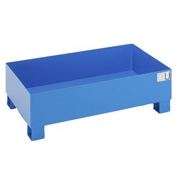 eurokraft basic Stahl-Auffangwanne f&uuml;r 200-l-F&auml;sser, LxBxH 1200 x 800 x 360 mm, ohne Zulassung, blau pulverbeschichtet, ohne Gitterrost