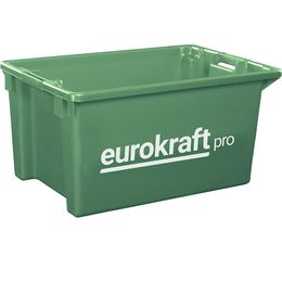 eurokraft pro Drehstapelbeh&auml;lter aus lebensmittelechtem Polypropylen, Volumen 70 l, VE 2 Stk, W&auml;nde und Boden geschlossen, gr&uuml;n