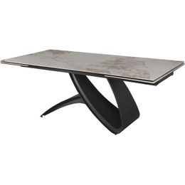 Esstisch Home Affaire "Tangularis", minas, schwarz, weiß, B:200cm H:76cm T:90cm, Keramik;Beine Metall, Tische, erweiterbar mit 2 Auszügen auf 300