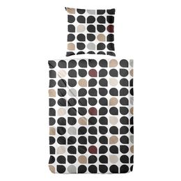 Bettwäsche Primera "Mako-Satin -Bettwäsche Drops", grau, B/L: 155cm x 220cm, 1 Stk., 1 Stk., Mako-Satin, B/L: 80cm x 80cm, 2 Stk., Mako-Satin, Obermaterial: 100% Baumwolle, Bettwäsche, mit eleganten Tropfen