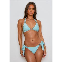 Triangel-Bikini-Top MODA MINX "Lumiere Amour Triangle", Damen, Gr. S, blau, 85% Polyester, 8% Elasthan, 7% Metall, unifarben, Bikini-Oberteile, mit tollem Steinbesatz