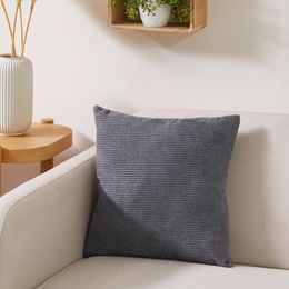 Dekokissen ANDIAMO "Cord Kissen Emy, Kissenhülle mit Füllung", grau (dunkelgrau, cord unifarben), B:40cm H:12cm L:40cm, Polyester, Dekokissen_Sitzkissen_Kissenhüllen, Sofakissen, eckig, 40x40 oder 30x50 cm, auch als 4er Set erhältlich