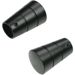 Gardinenstangen-Endst&uuml;ck Liedeco "Concav mit Rille", schwarz, H:2,5cm L:4,5cm &Oslash;:1,6cm, Gardinenstangenendst&uuml;cke, Gardinenstangen-Endst&uuml;ck, f&uuml;r Gardinenstangen &Oslash; 16 mm