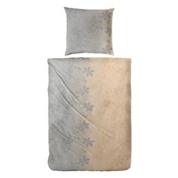 Bettwäsche Primera "Feinbiber-Bettwäsche Maple", grau, B/L: 155cm x 220cm, 1 Stk., 1 Stk., Feinbiber, B/L: 80cm x 80cm, 2 Stk., Feinbiber, Obermaterial: 100% Baumwolle, Bettwäsche, mit floralem Muster
