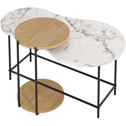 Couchtisch DECORTIE "CUDDLE COUCHTISCH", schwarz-weiß (oak,weiß), B:103cm H:54cm T:65cm, Tische, Couchtisch Runde Couchtische, Leichte Montage, Lagerung, Platzsparend