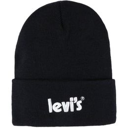 Beanie LEVI'S KIDS "LAN POSTER LOGO BEANIE", Jungen, schwarz, Kunstfaser, Mützen, UNISEX