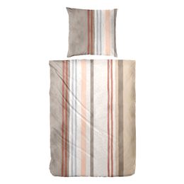Bettwäsche Primera "Feinbiber-Bettwäsche Leo Stripe", braun, B/L: 135cm x 200cm, 1 Stk., 1 Stk., Feinbiber, B/L: 80cm x 80cm, 2 Stk., Feinbiber, Obermaterial: 100% Baumwolle, Bettwäsche, mit Leo-Struktur