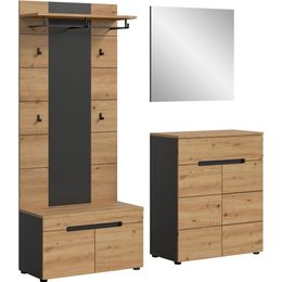 Garderoben-Set Inosign "REHAT, TOPSELLER, 4-teilig, Breite 175 cm, individuell erweiterbar", basalt grau nb, artisan nb, Kastenmöbel-Sets, Garderobenkombination, Kombination, Set, Flurgarderobe, Diele