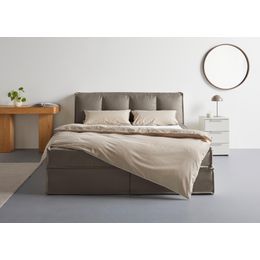 Boxspringbett "Addyson", beige (stone), B:190cm L:230cm, 100% POLYESTER (PES), LeGer Home by Lena Gercke, Komplettbetten, Boxspringbett inkl. Topper, 2 Matratzen