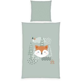 Wendebettwäsche Baby Best "Young Collection Nordic Forest", bunt, B/L: 135cm x 200cm, 1 Stk., 1 Stk., Renforcé, B/L: 80cm x 80cm, 2 Stk., Renforcé, Obermaterial: 100% Baumwolle, Bettwäsche, mit tollem Wendemotiv