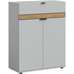 Garderobenschrank Inosign, grau, eiche, B:75cm H:98cm T:37cm, Schränke, Oran, Schuhkommode, Schublade, Evoke Oak NB, 3 Fächer