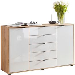 Kombikommode Wiemann "Cardiff Sideboard, Wäscheschrank, teilmassiv Erle, mit Schubladen", braun, Erle,Front Glas weiß, Erle, Sideboards, verschiedenen Ausführungen, inklusive Einlegeboden