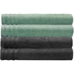 Duschtücher Kleine Wolke "Royal, 2 Stück oder 4 Stück (70/140 cm)", grün (maledivia, dunkelgrau), B:70cm L:140cm, Frottier, Baumwolle, Handtücher, Uni Farben, mit Bordüre, weich, in verschiedenen Sets erhältlich