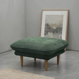 Hocker DOMO collection "Leuven", grün, B:74cm H:43cm T:70cm, 100% Polyester, Hocker, angenehm feste Polsterung, bodenfrei, 19 cm hohe Holzfüße