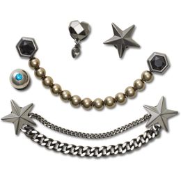 Schuhanstecker Crocs "Jibbitz™ Punk Gunmetal", Kinder, silber (metallicfarben), Zinklegierung, Schuhzubehör, Charm, Anstecker für Crocs Schuhe