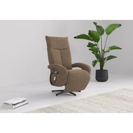 Sit & More TV-Sessel SIT & MORE "Emely, inkl. Kopfteilverstellung & 360 Drehfunktion", braun (hellbraun), B:74cm H:112cm T:82cm, 100% Polyester, Sessel, wahlweise mit 2 Motoren, Akku & Aufstehhilfe