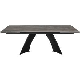 Esstisch Home Affaire "Tangularis", grau (grau, schwarz, schwarz), B:180cm H:76cm T:90cm, Keramik;Beine Metall, Tische, erweiterbar mit 2 Auszügen auf 260