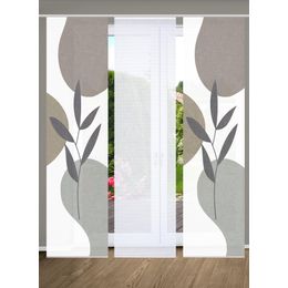 Schiebegardine HOME IN GREEN "FRONDA" Gr. 1, grau (steinfarben), B:60cm H:245cm, Polyester, Gardinen, SET DIGITALDRUCK,BAMBUSOPTIK RECYCELT