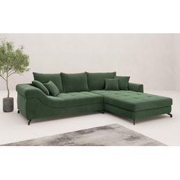 Ecksofa MR. COUCH, B:317cm H:93cm T:226cmmiami 12 grün, 90% Polyester / 10% Nylon, Wohnzimmer, Sofas, "Taylor, L-Form, wahlweise mit Kaltschaum",