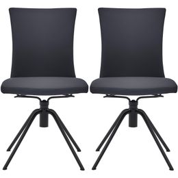 Polsterstuhl Musterring "Helmond 6700", schwarz, B:52cm H:91cm T:58cm, Leder, Stühle, Drehgestell in schwarz inkl. Rückholfunktion, ohne Armlehne