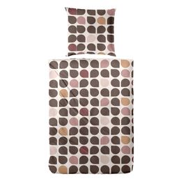 Bettwäsche Primera "Mako-Satin -Bettwäsche Drops", braun, B/L: 155cm x 220cm, 1 Stk., 1 Stk., Mako-Satin, B/L: 80cm x 80cm, 2 Stk., Mako-Satin, Obermaterial: 100% Baumwolle, Bettwäsche, mit eleganten Tropfen