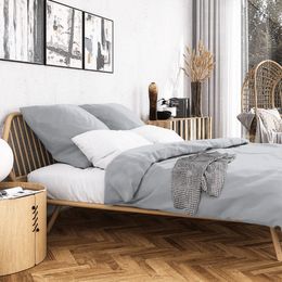Bettwäsche WOLKENFELD "Wolkenfeld Sommer Bettwäsche Mako-Satin Baumwolle", hellgrau, B/L: 200cm x 220cm, 1 Stk., 2 Stk., Mako-Satin, B/L: 80cm x 80cm & 80cm x 80cm, 3 Stk., Mako-Satin, Obermaterial: 100% Baumwolle, Bettwäsche, 135x200 cm, 155x220 & Übergrößen I inkl. Kissenbezüge 80x80