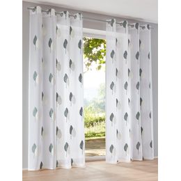 Gardine HEINE HOME Gr. 1, grün (salbei), B:140cm H:145cm, Polyester, Gardinen