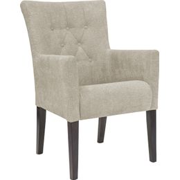 Esszimmerstuhl Home Affaire "King", beige (creme, wenge), B:60cm H:92cm T:65cm, Polyester, Stühle, Esszimmerstuhl mit Knopfheftung
