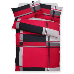 Bettwäsche my home "NINA, in verschiedenen Qualitäten", rot, B/L: 135cm x 200cm, 1 Stk., 1 Stk., Microfaser, B/L: 80cm x 40cm, 2 Stk., Microfaser, Obermaterial: 100% Polyester, Bettwäsche, in den Größen: 135x200 oder 155x220 cm