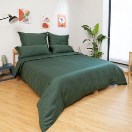 Bettwäsche WOLKENFELD "Edel Mako-Satin Bettwäsche, unfassbar weich", waldgrun, B/L: 220cm x 240cm, 1 Stk., 2 Stk., Mako-Satin, B/L: 40cm x 80cm & 40cm x 80cm, 3 Stk., Mako-Satin, Obermaterial: 100% Baumwolle, Bettwäsche, 135x200 cm, 155x220 & Übergrößen I inkl. Kissenbezüge 80x80 I Uni