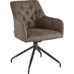 4-Fußstuhl "Yonkers", schwarz (schlamm, schwarz), B:60,5cm H:85cm T:64,5cm, Polyester, SET ONE BY Musterring, Stühle, mit Stativgestell, praktische Auto-Return und Wippfunktion
