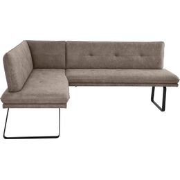 K+w Komfort & Wohnen Eckbank K+W KOMFORT & WOHNEN, braun (schlamm), B:157cm H:87cm T:207cm, Sitzbänke, Polstereckbank in Spitzkissenoptik, Sitz und Rücken gesteppt