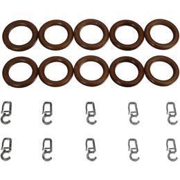 Gardinenring Liedeco, braun (eichefarben), Ø:2,8cm, Materialmix, Gardinenbefestigungen, für Gardinenstangen Ø 28 mm