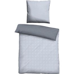 Wendebettwäsche Biberna "Combinate in Gr. 135x200, 155x220 oder 200x200 cm", blau (blau, muster), B/L: 135cm x 200cm, 1 Stk., 1 Stk., Mako-Satin, B/L: 80cm x 80cm, 2 Stk., Mako-Satin, Obermaterial: 100% Baumwolle, Bettwäsche, Bettwäsche aus Baumwolle, zeitlose Bettwäsche mit Wendeoptik