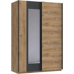 Schwebet&uuml;renschrank wimex "Texel in den Breiten 135cm & 180cm erh&auml;ltlich, inkl. Spiegel", plankeneiche nachbildung, grafit, B:135cm H:198cm T:65cm, Spanplatte, Schr&auml;nke, Schwebet&uuml;renschrank, mit Metallgriffen