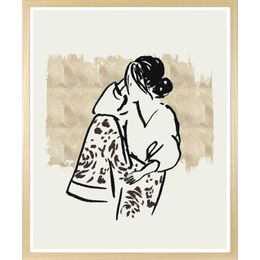 Bild mit Rahmen s.Oliver "Lazy Girl", farbe rahmen: beige, natur, B:30cm H:40cm T:1,5cm, Holz, Plexiglas, Bilder, HD Premium Posterdruck mit Echtholzrahmen