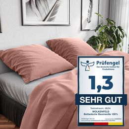 Bettwäsche WOLKENFELD "Renforcé Bettwäsche Baumwolle - Natürlich weiches Schlafgefühl", rosa, B/L: 200cm x 200cm, 1 Stk., 2 Stk., Renforcé, B/L: 80cm x 80cm & 80cm x 80cm, 3 Stk., Renforcé, Obermaterial: 100% Baumwolle, Bettwäsche, 135x200 cm, 155x220 & Übergrößen I inkl. Kissenbezüge 80x80 I uni