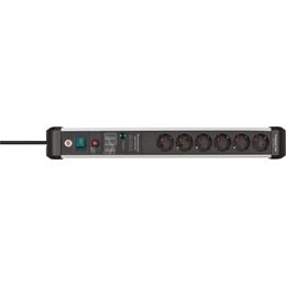 Fa.Brennenstuhl Steckdosenleiste BRENNENSTUHL "Premium-Pect-Line", schwarz (silber, schwarz), B:10,5cm H:55,5cm T:7,5cm, Steckdosenleisten, mit Überspannungsschutz 60.000A und Schalter