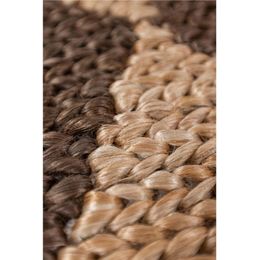 Teppich FLAIR RUGS "Effie Diamond", braun, B:60cm H:5mm L:230cm, Baumwolle, Jute, Teppiche, handgeknüpft