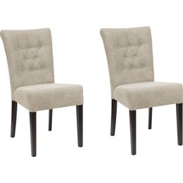Esszimmerstuhl Home Affaire "Queen BESTSELLER", beige (creme, wenge), B:46cm H:93cm T:64cm, Polyester, Stühle, Polsterstuhl mit Knopfheftung, 2er, 4er oder 6er Set
