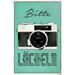 Poster Reinders "Bitte Lächeln", blau (farbe bild(er): blau), B:61cm H:91,5cm, Papier, Bilder