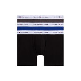 Boxer "3P BOXER BRIEF", Herren, Gr. L (52), blk, drk ash, wdg blu, Jersey, Obermaterial: 95% Baumwolle, 5% Elasthan, Tommy Hilfiger Underwear, körpernah, Unterhosen, mit längerem Bein und Tommy Hilfiger Logo-Elastikbund