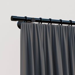 Gardinenstange Indeko "Linz", schwarz, L:160cm Ø:20mm, Stahl, Gardinenstangen, Komplett-Set inkl. Montagematerial