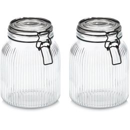 zeller PRESENT Vorratsglas "mit B&uuml;gelverschluss, 2-tlg.", H:17,4cmtransparent, schwarz, Lebensmittelaufbewahrungsbeh&auml;lter, luftdicht, sch&uuml;tzt vor