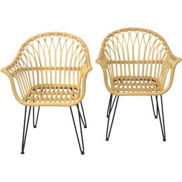 Esszimmersessel "Rattan", beige, B:67cm H:88cm T:60cm, HOFMANN LIVING AND MORE, Sessel, Esszimmerstuhl Rattanstuhl, Handgeflochten