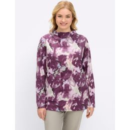 Langarmshirt sheego "Shirt", Damen, Gr. 44/46, bordeaux, bedruckt, 50% Baumwolle, 50% Modal, bedruckt, gemustert, mehrfarbig, Shirts