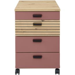 Rollcontainer Innostyle "Rollcontainer Glenn, 45 x 66 x 55 cm (B/H/T)", rusty rot, artisan, B:45cm H:66cm T:55cm, Holzwerkstoff, Kunststoff, MDF, Rollwagen, Rollcontainer, inkl. Filzeinlage, 4 Rollen(2 mit Bremsen) oder Sockel, SK Soft-Close