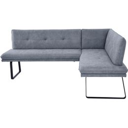 K+w Komfort & Wohnen Eckbank K+W KOMFORT & WOHNEN, blau, B:207cm H:87cm T:157cm, Sitzbänke, Polstereckbank in Spitzkissenoptik, Sitz und Rücken gesteppt